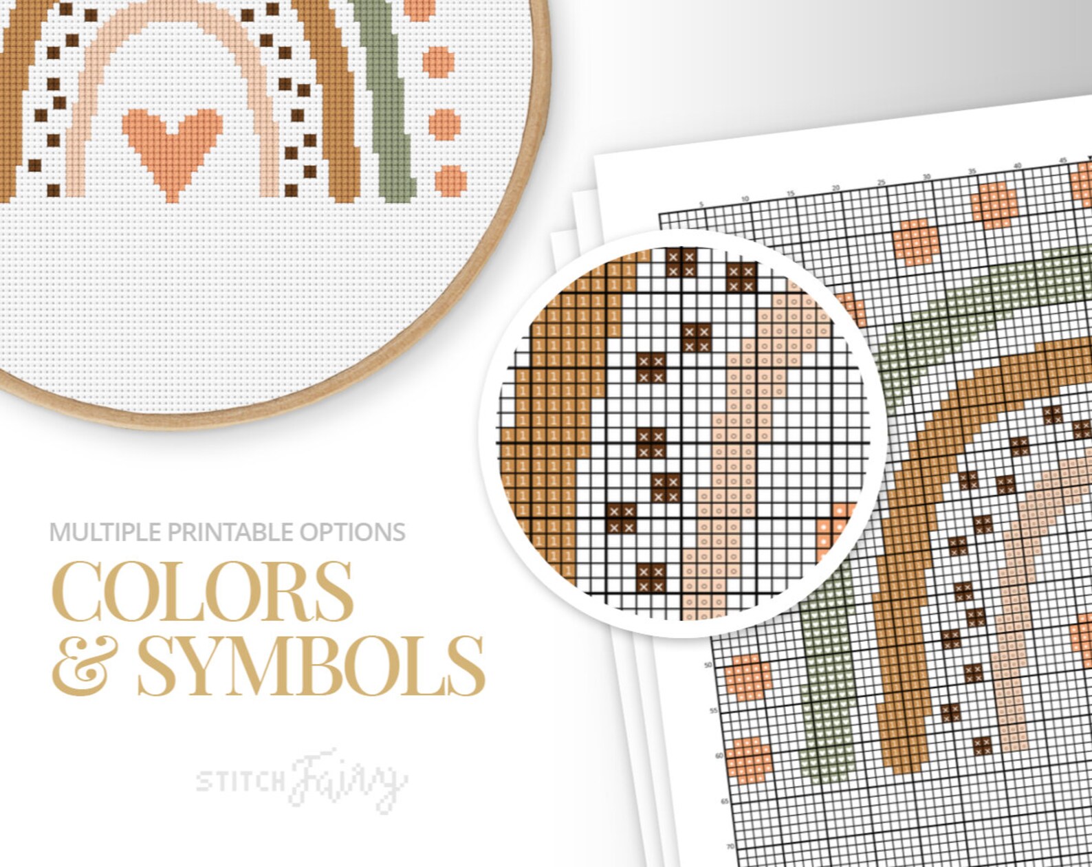 Boho Rainbow Cross Stitch Pattern Instant Download PDF - Etsy