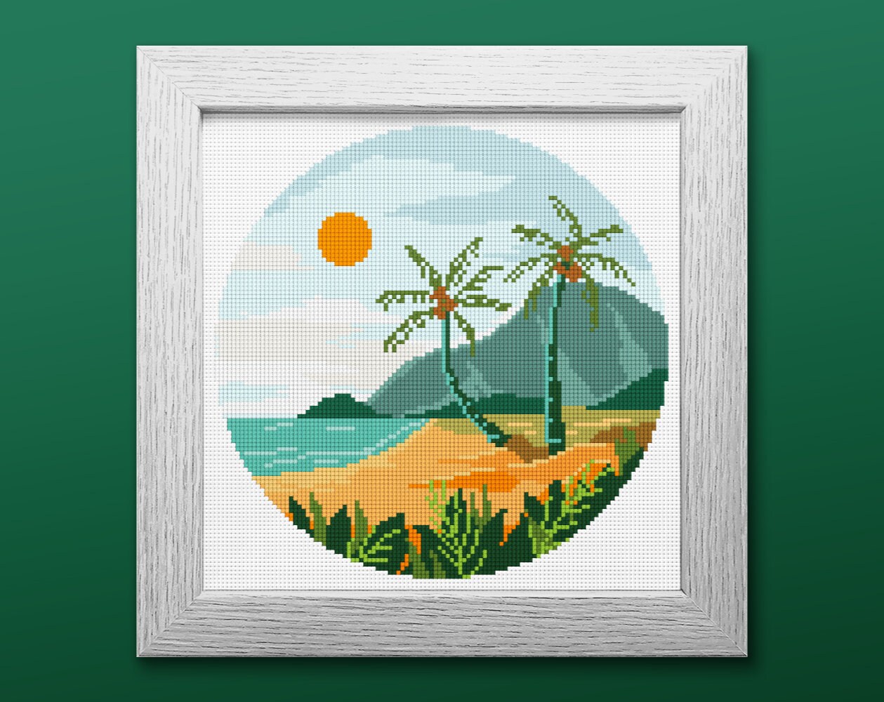 Tropical Seashore Cross Stitch Pattern, Instant Download PDF, Counted ...