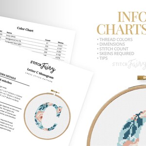 Letter C Monogram Cross Stitch Pattern, Instant Download PDF, Counted ...