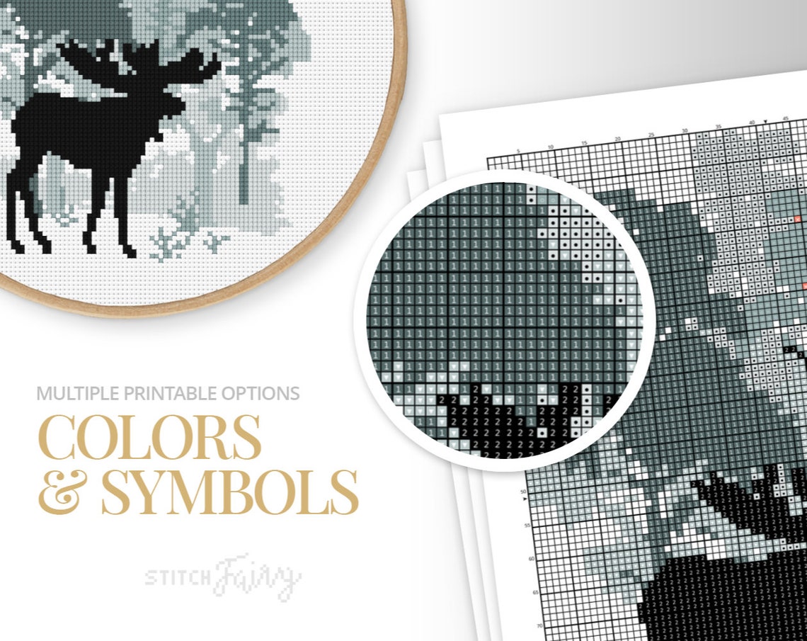 Moose Cross Stitch Pattern Instant Download PDF Counted - Etsy