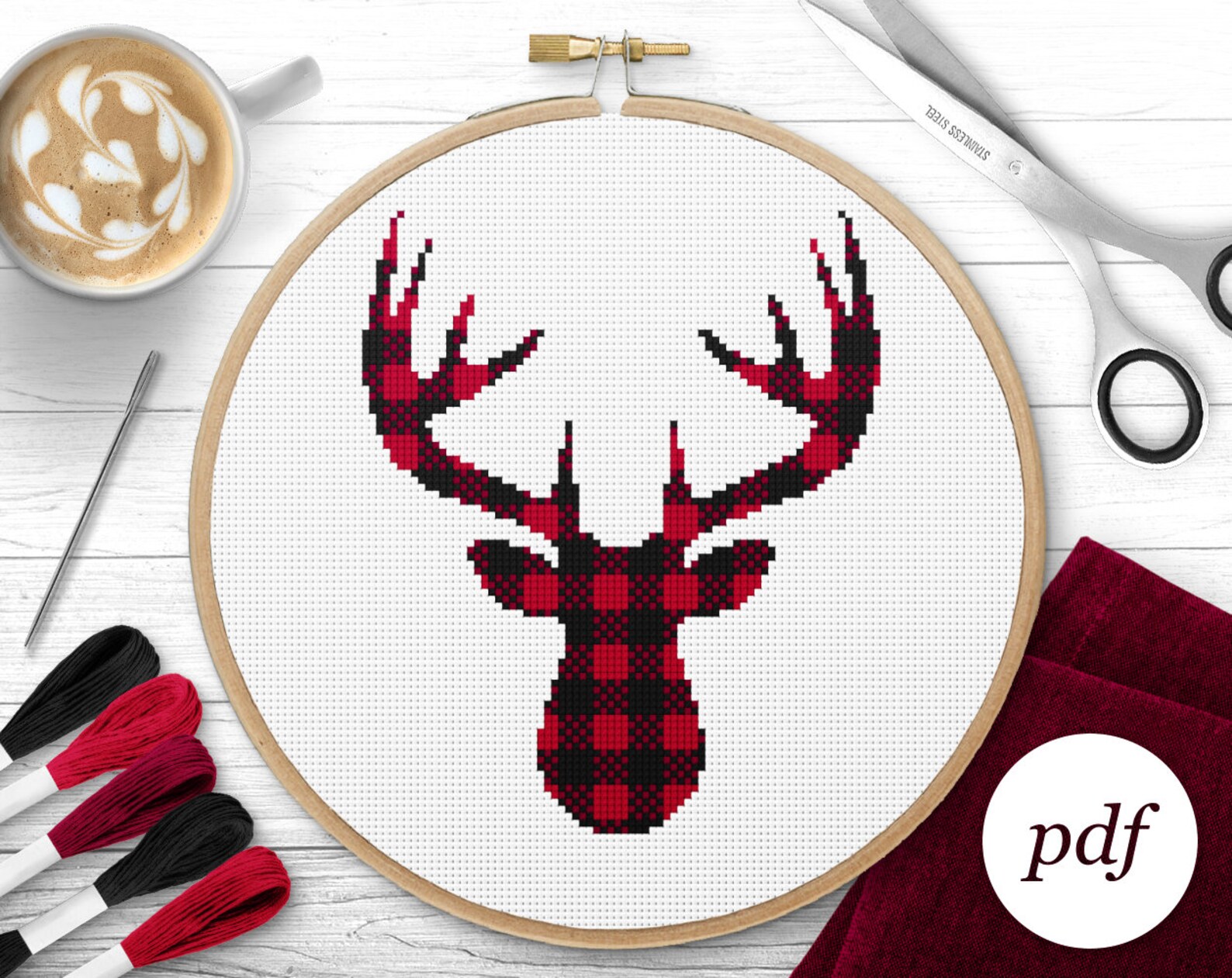Buffalo Plaid Trophy Cross Stitch Pattern Instant Download | Etsy