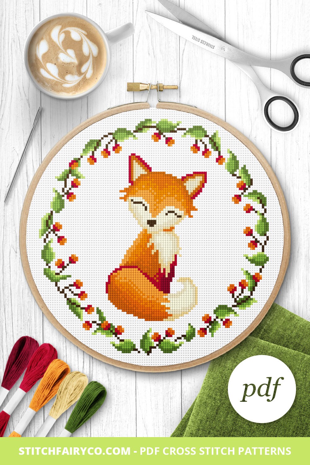 Little Fox Cross Stitch Pattern, Instant Download PDF, Counted Cross ...
