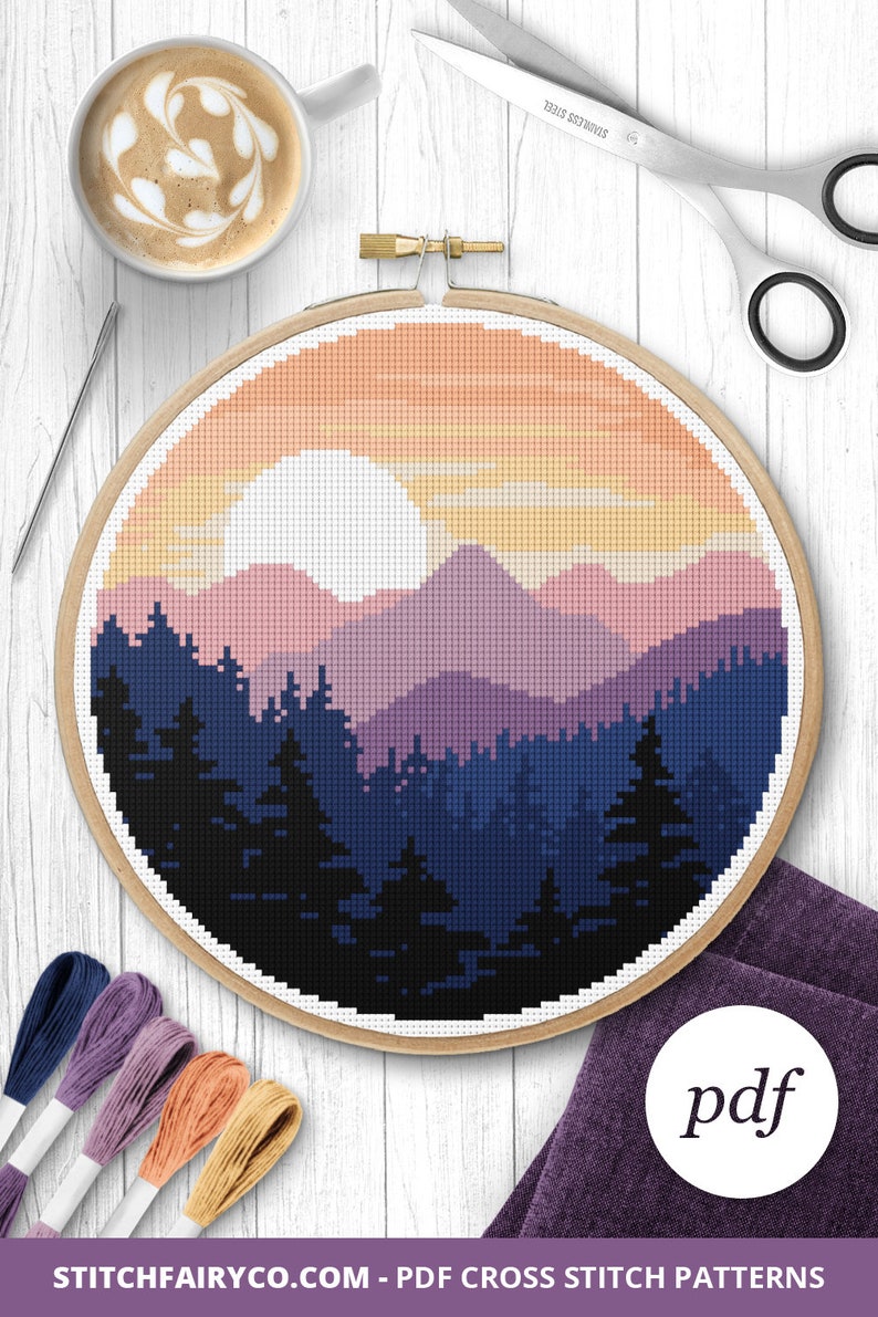 Mountain Sunrise Cross Stitch Pattern Sunset Pattern - Etsy