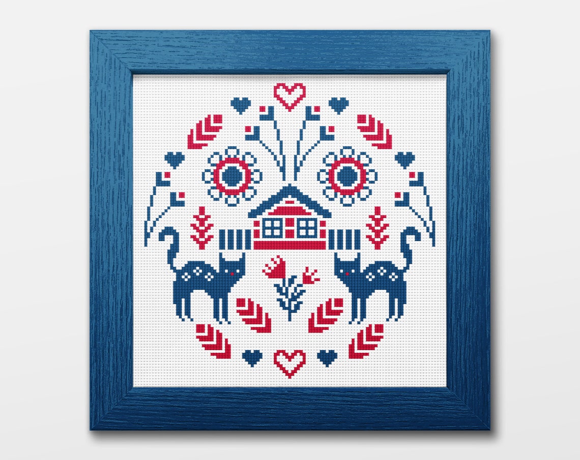 Folk Cross Stitch Pattern, Instant Download PDF, Counted Cross Stitch ...