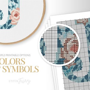 Letter J Monogram Cross Stitch Pattern, Instant Download PDF, Counted ...