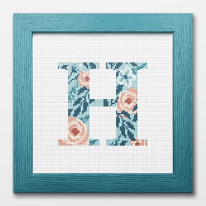 Letter H Monogram Cross Stitch Pattern, Instant Download PDF, Counted ...