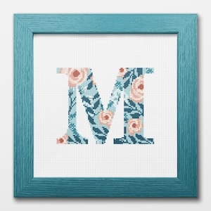 Letter M Monogram Cross Stitch Pattern, Instant Download PDF, Counted ...