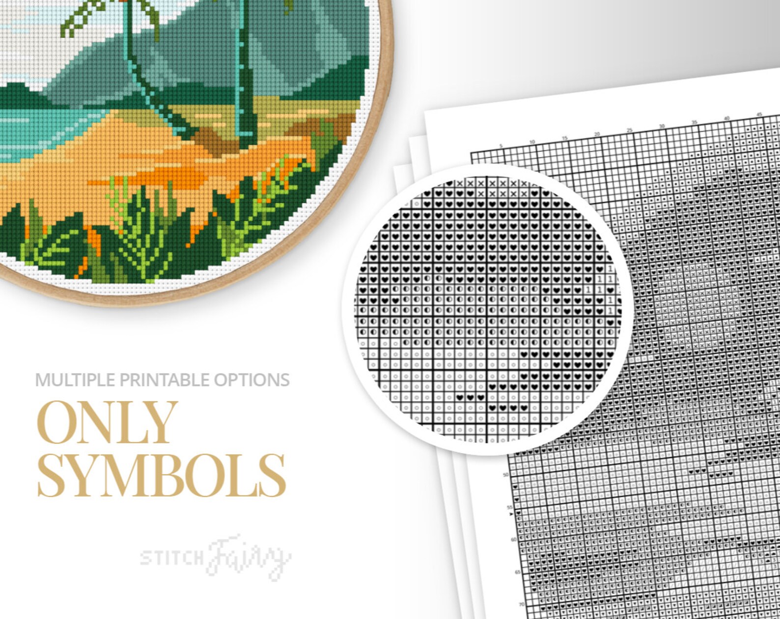 Tropical Seashore Cross Stitch Pattern, Instant Download PDF, Counted ...