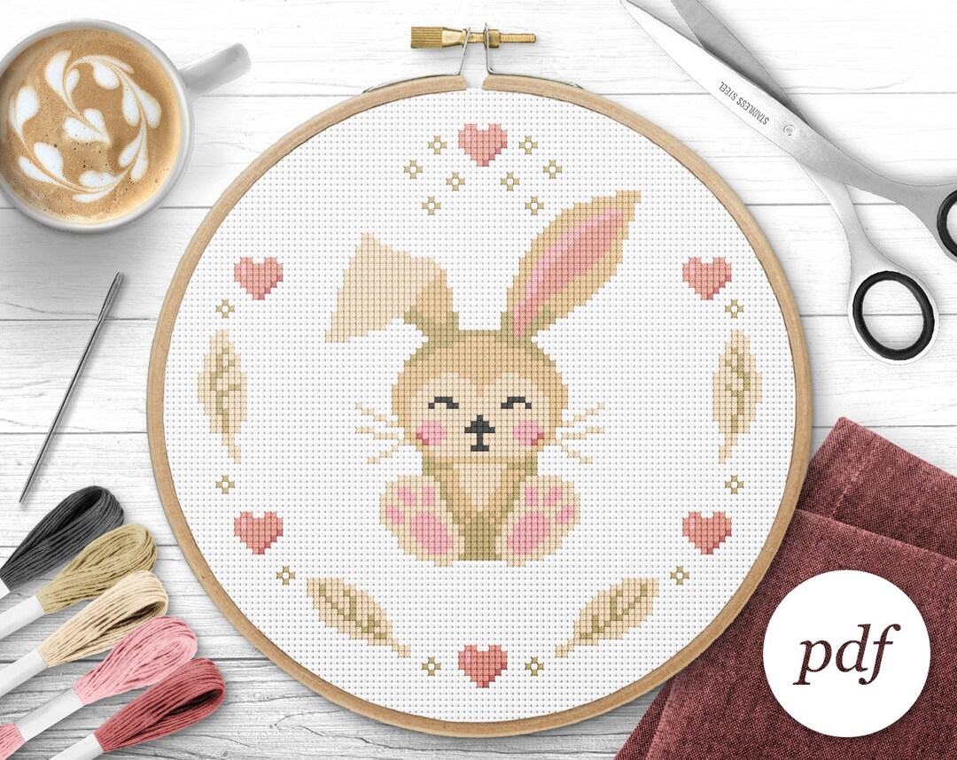Cute Bunny Cross Stitch Pattern, Instant Download PDF, Counted Cross ...