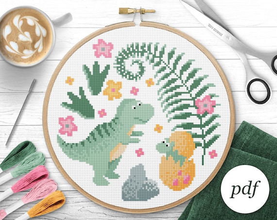 Dinosaurs Cross Stitch Pattern Instant Download PDF Counted | Etsy