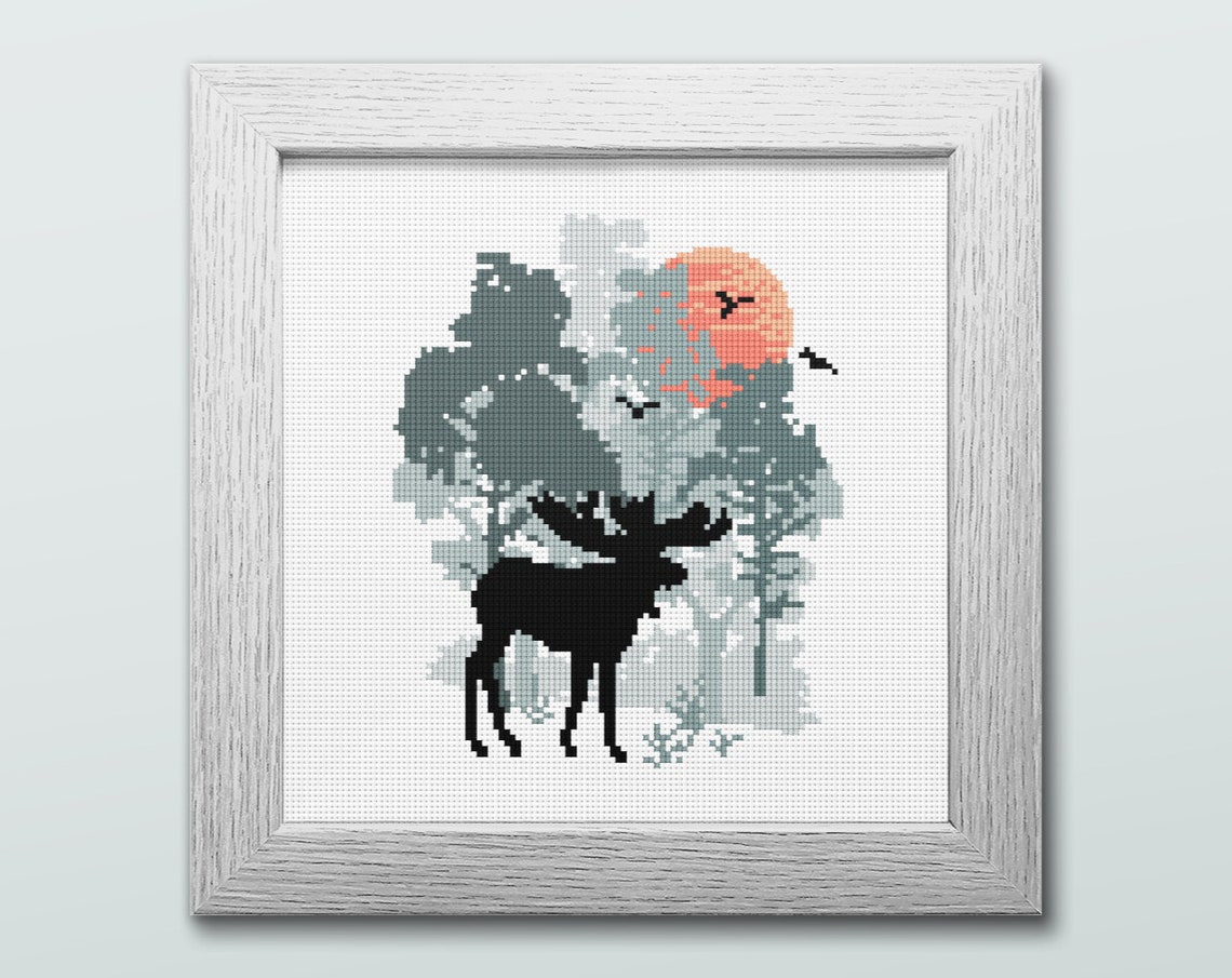 Moose Cross Stitch Pattern Instant Download PDF Counted - Etsy