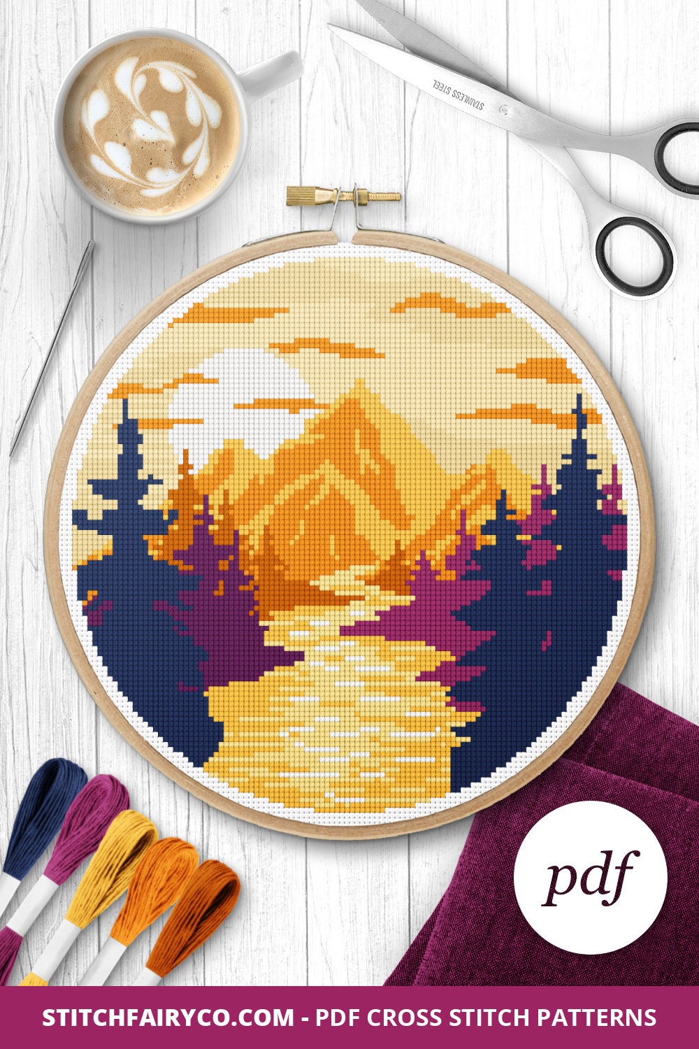 Mountain River Cross Stitch Pattern Instant Download PDF | Etsy