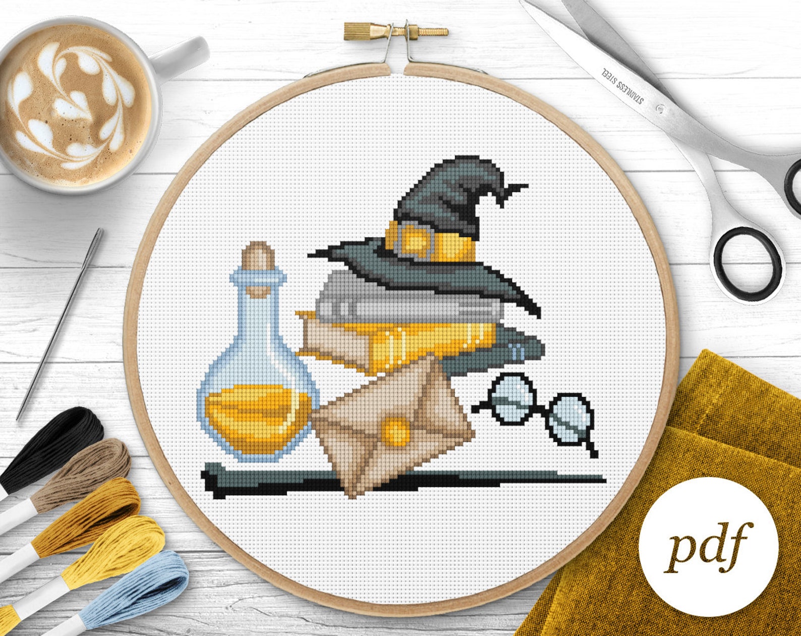Wizarding Stitch Pattern, Instant Download PDF, Counted Cross Stitch ...