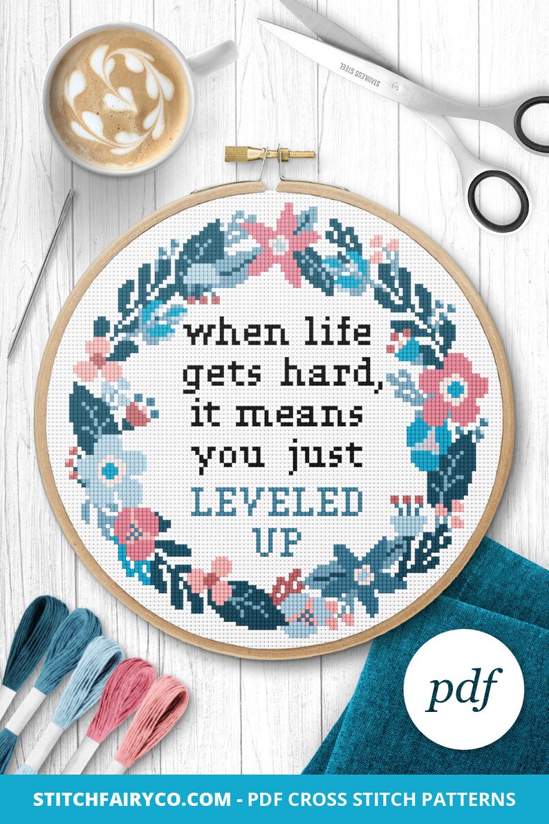 Leveled up Cross Stitch Pattern, Instant Download PDF, Counted Cross ...