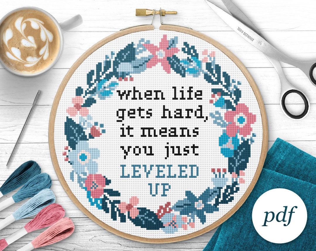 Leveled up Cross Stitch Pattern, Instant Download PDF, Counted Cross ...