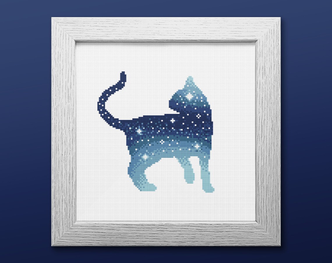 Space Cat Cross Stitch Pattern, Instant Download PDF, Counted Cross ...