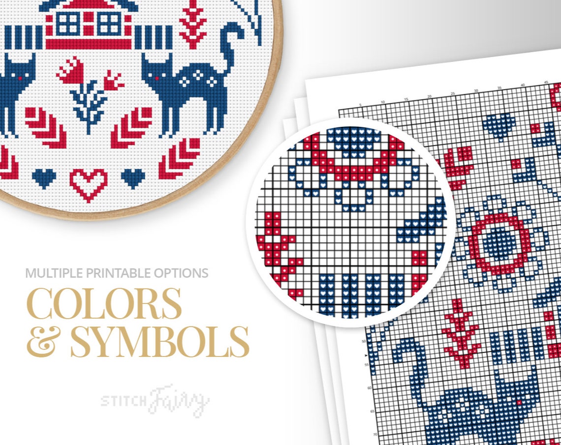Folk Cross Stitch Pattern, Instant Download PDF, Counted Cross Stitch ...