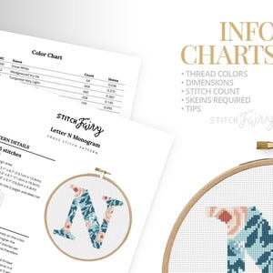 Letter N Monogram Cross Stitch Pattern, Instant Download PDF, Counted ...