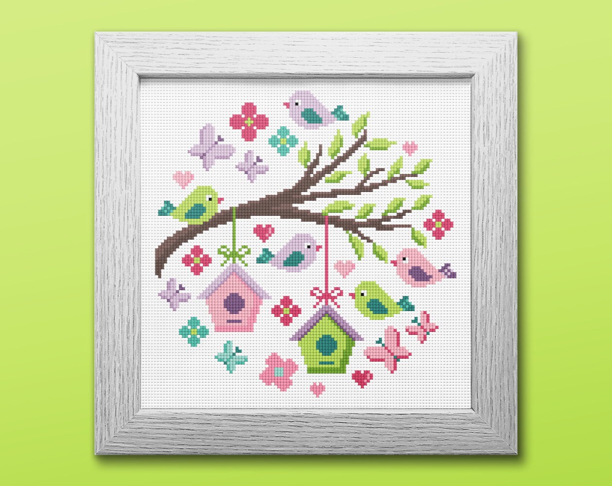 Bird Houses Cross Stitch Pattern, Instant Download PDF, Counted Cross ...