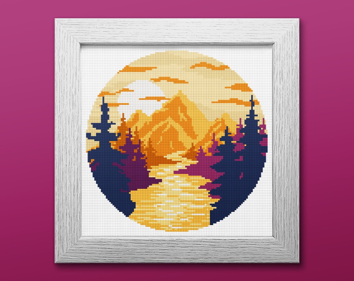 Mountain River Cross Stitch Pattern Instant Download PDF | Etsy