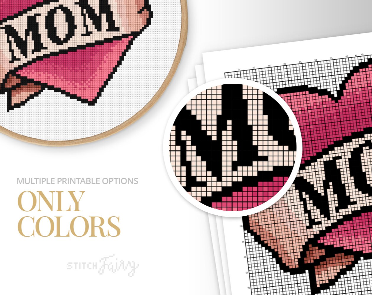 Mom Heart Cross Stitch Pattern, Instant Download PDF, Counted Cross ...