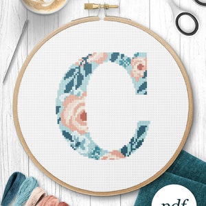 Letter C Monogram Cross Stitch Pattern, Instant Download PDF, Counted ...