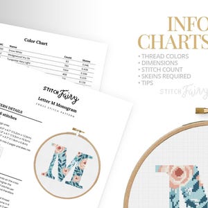 Letter M Monogram Cross Stitch Pattern, Instant Download PDF, Counted ...