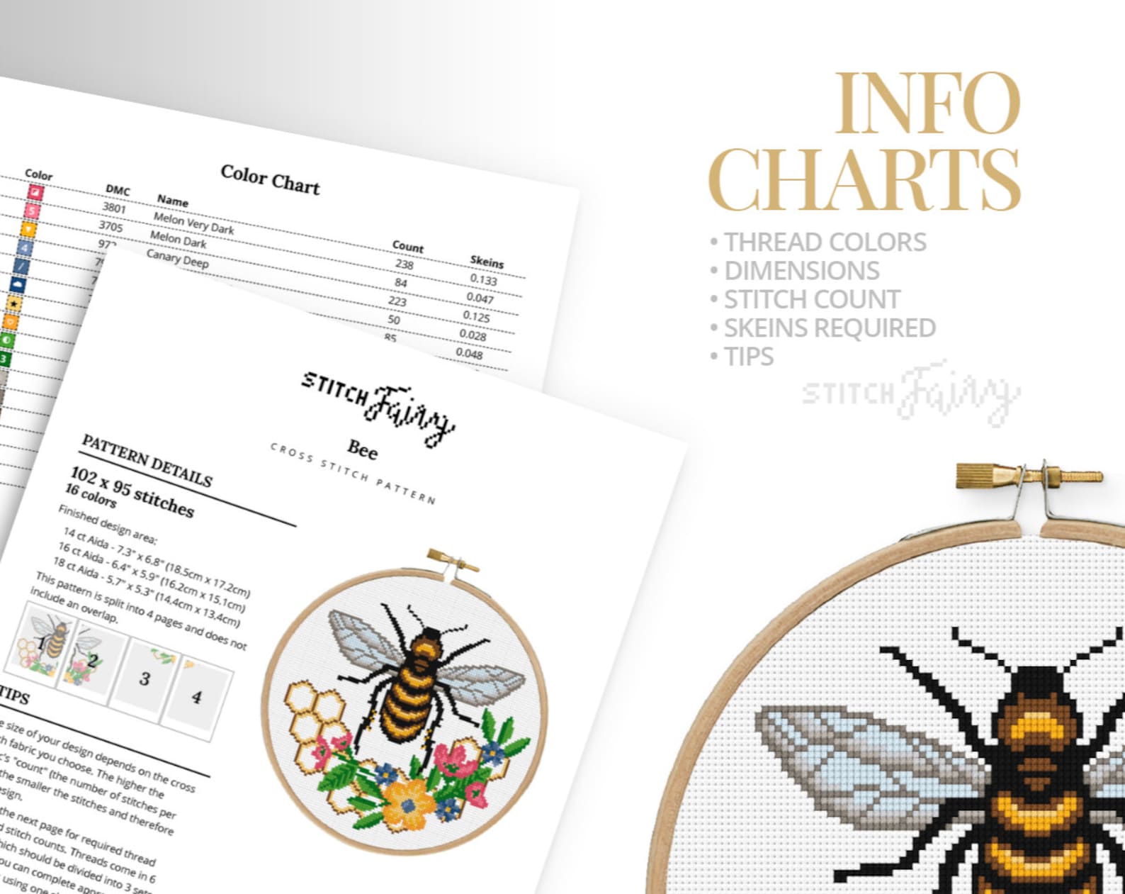 Bee Cross Stitch Pattern Instant Download PDF Counted Cross | Etsy