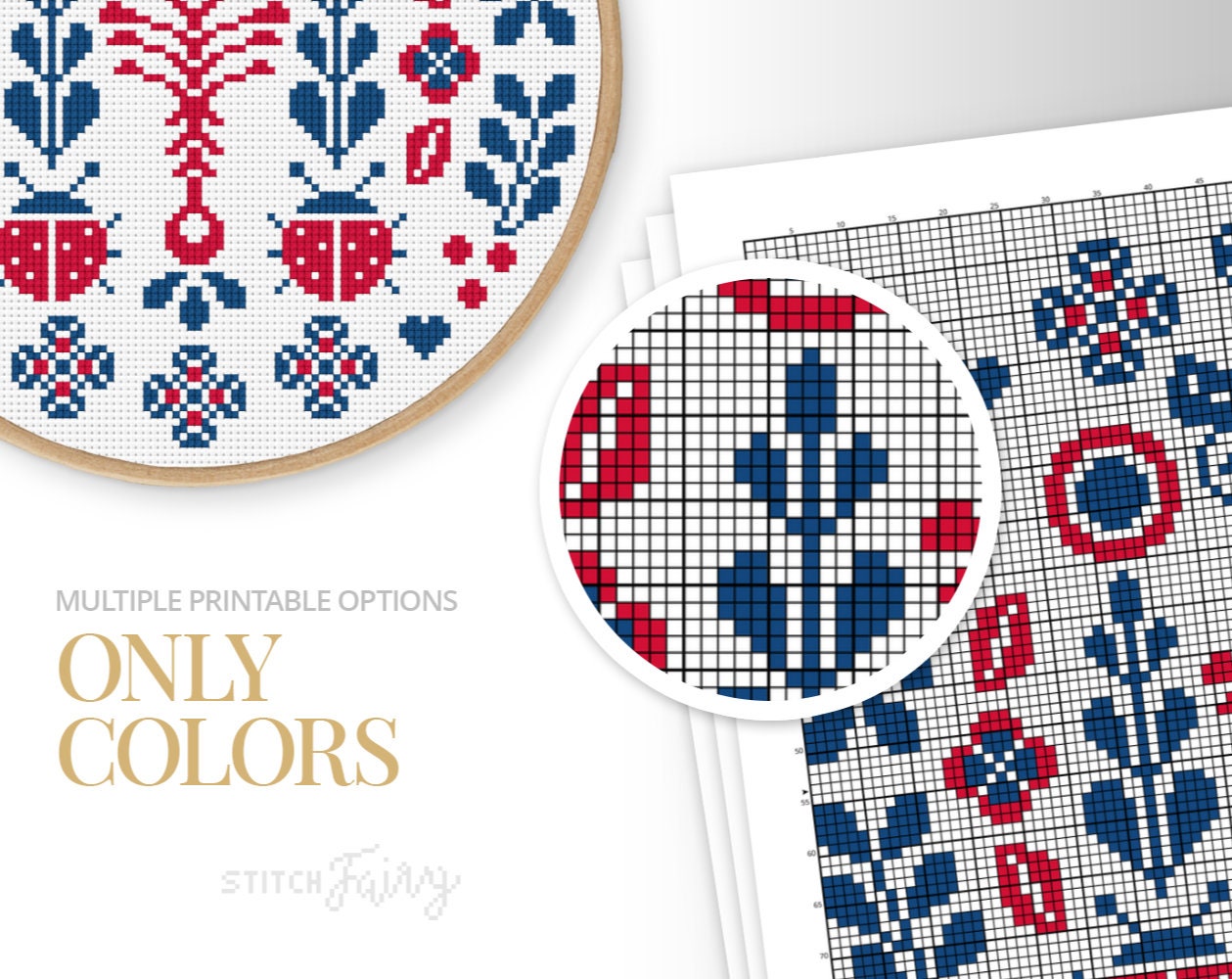 Folk Cross Stitch Pattern, Instant Download PDF, Counted Cross Stitch ...