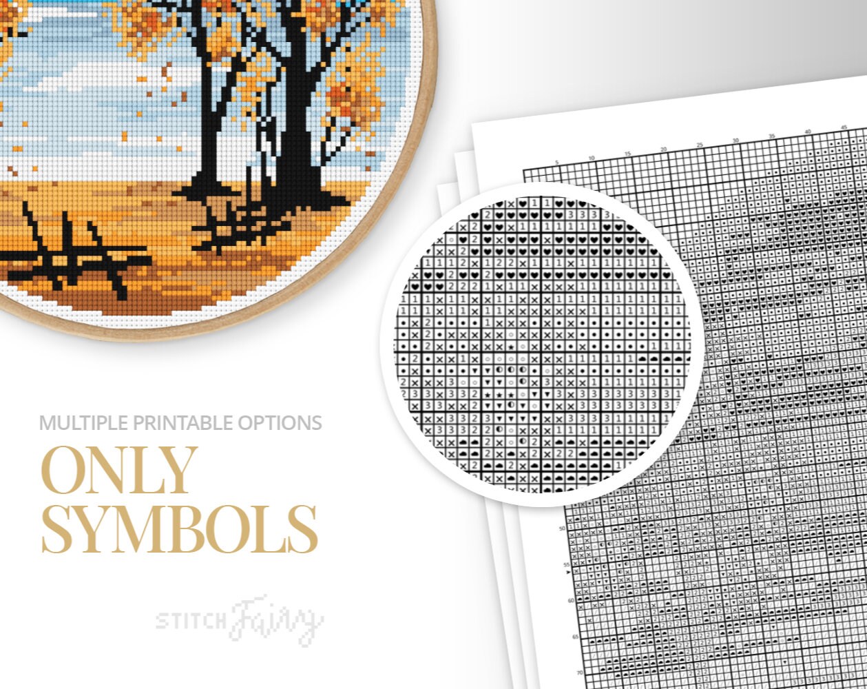 Autumn Trees Cross Stitch Pattern, Instant Download PDF, Counted Cross ...