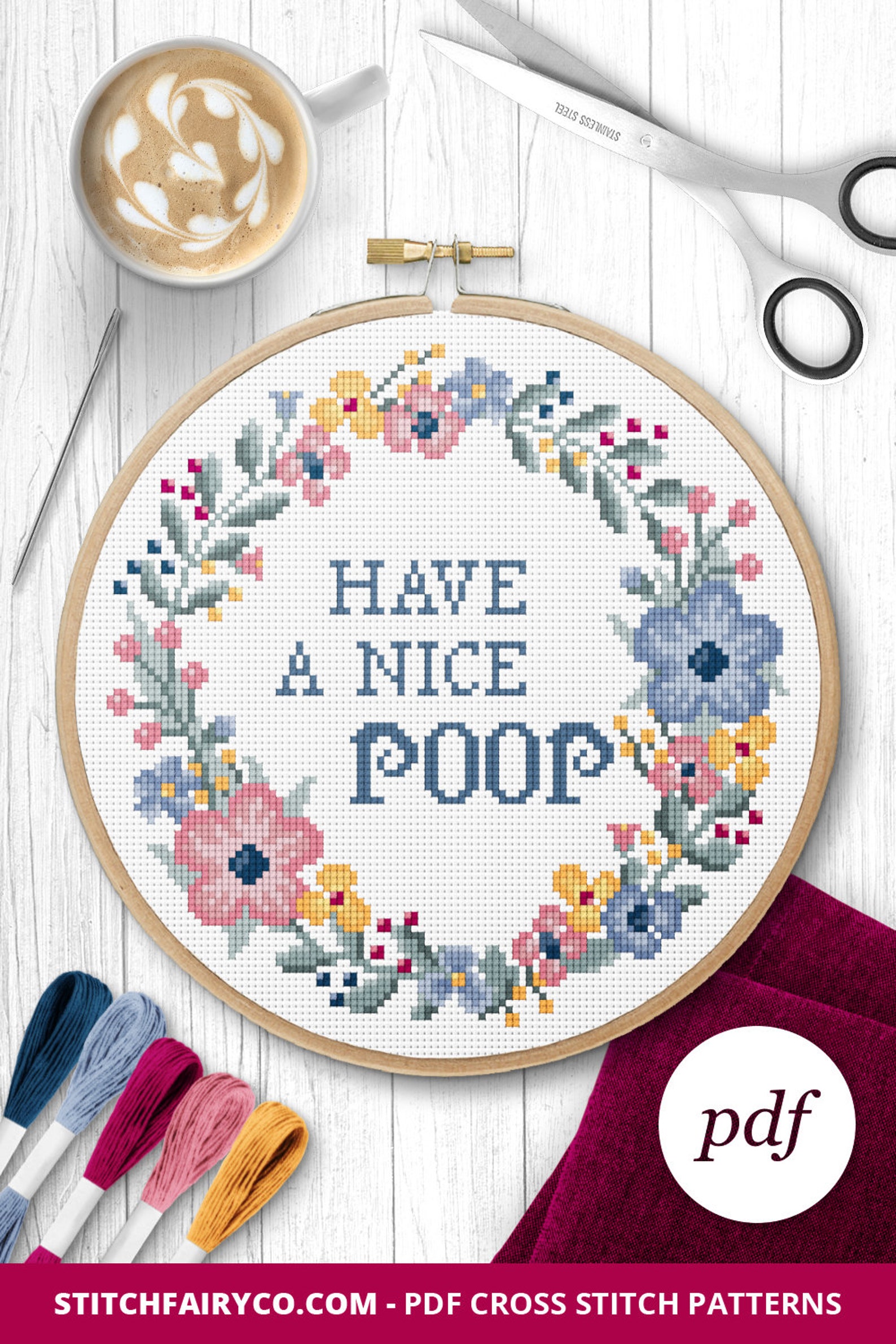 Have A Nice Poop Cross Stitch Pattern Instant Download PDF | Etsy