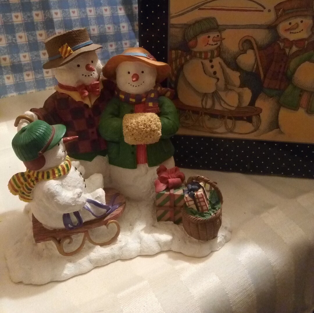 Susan Winget Snow Family Snowman Christmas Figurine 1998 in - Etsy