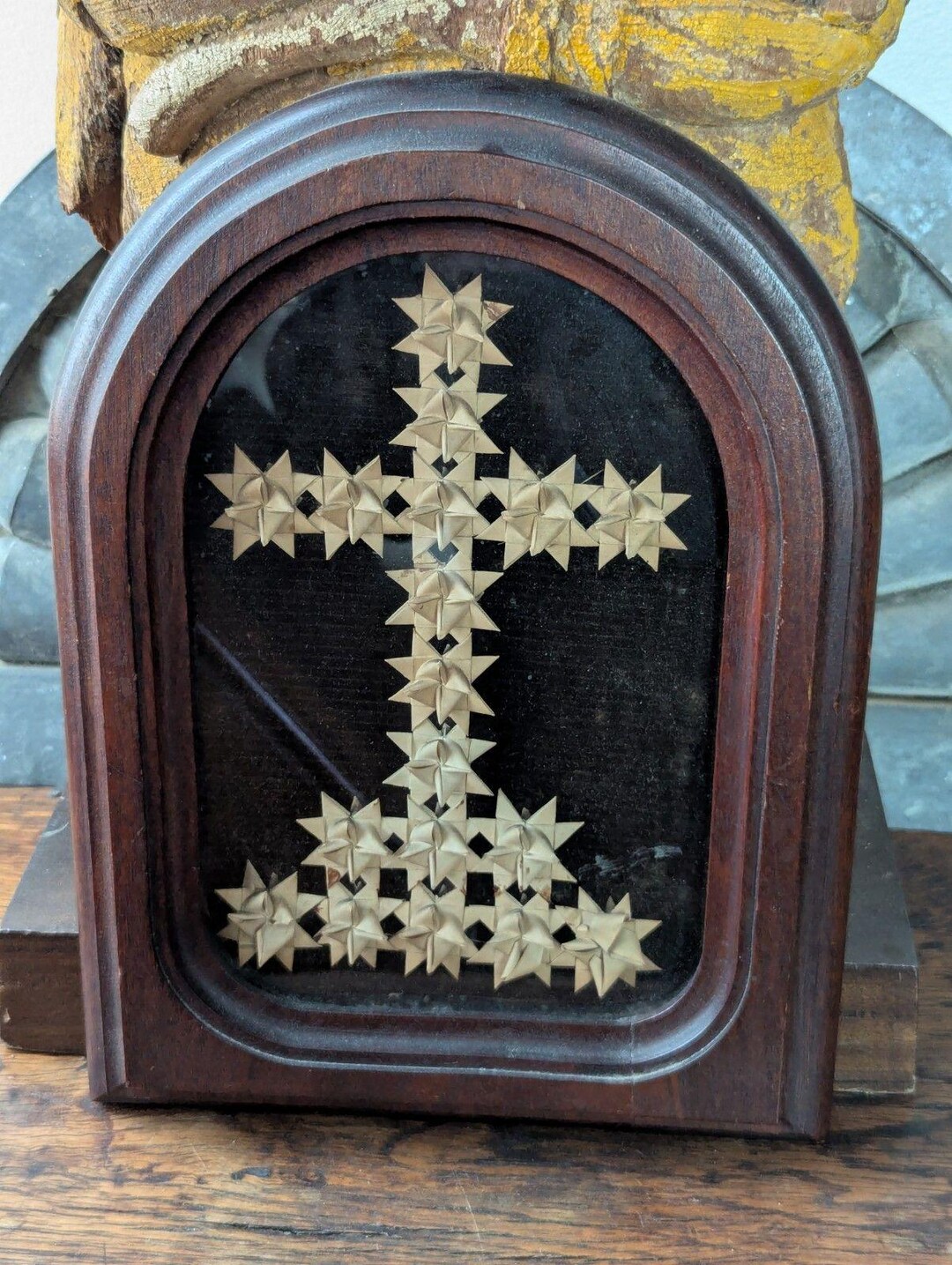 1890 Prison Art Folded Paper Depiction of A Cross Framed - Etsy