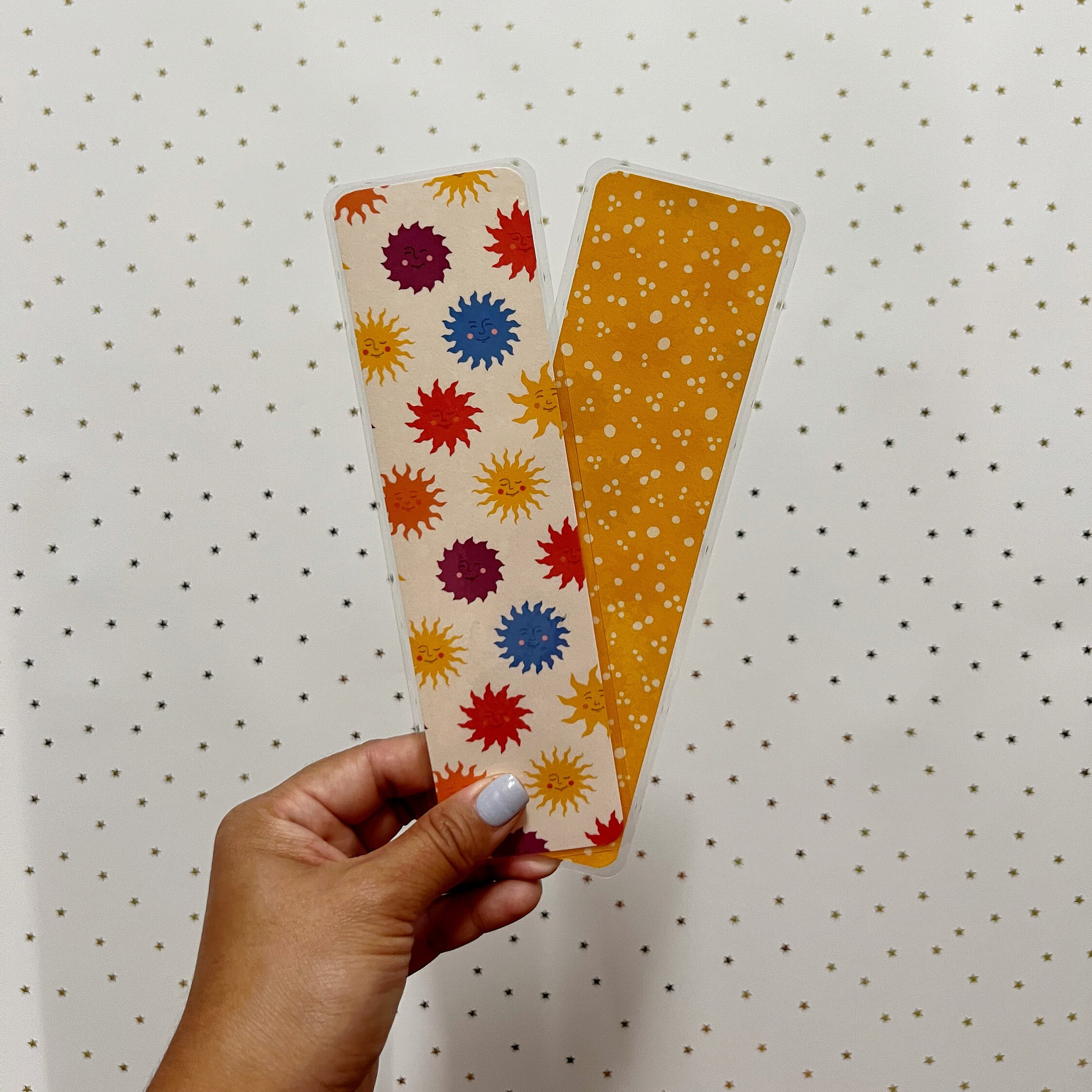 Colorful Smiling Sun Double-sided Bookmark | Yellow Polka Dot Double ...
