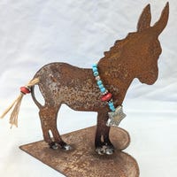 Recycled Metal Donkey Sculpture: Farmhouse Decor, Handmade Steel Art ...