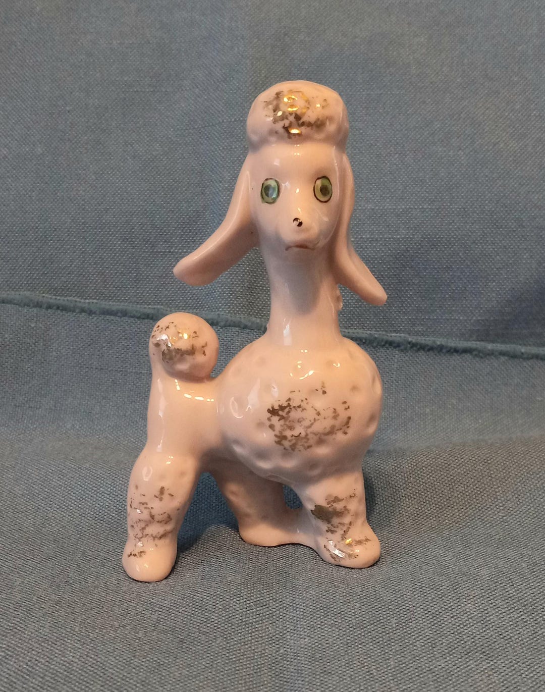 Vintage Pink French Poodle Porcelain Figurine W/gold Accents Made in ...