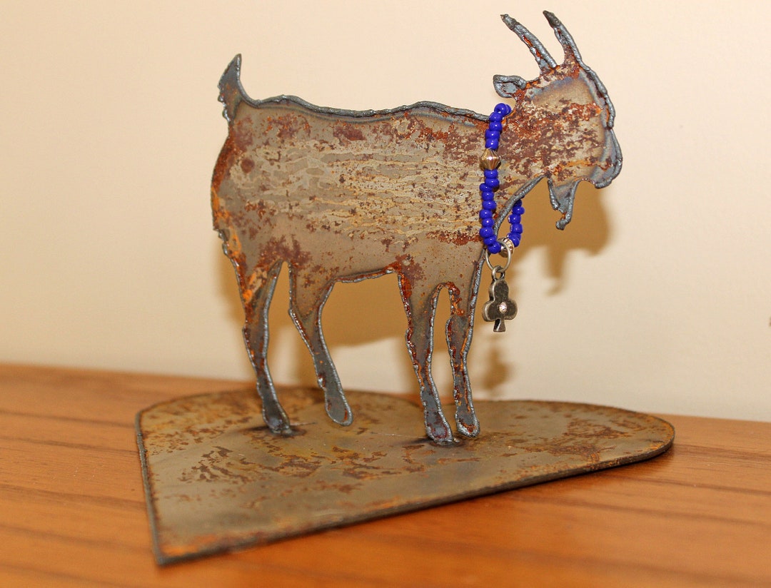Rustic Farmhouse Metal Goat Statue With Shamrock Charm - Etsy