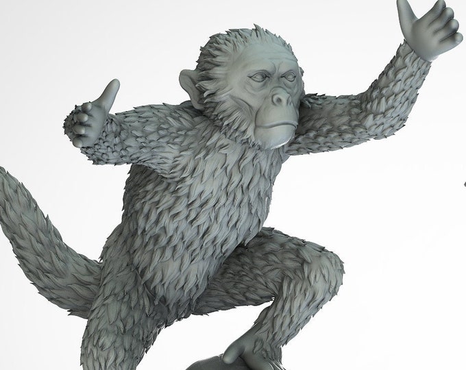 Miniature Ceramic Monkey Baboon Mini Animal Cute Little White Figurine ...