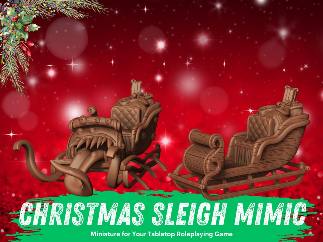 Christmas Sleigh Mimic Miniature | RPG Xmas Santa's Sleigh Mini | DND ...