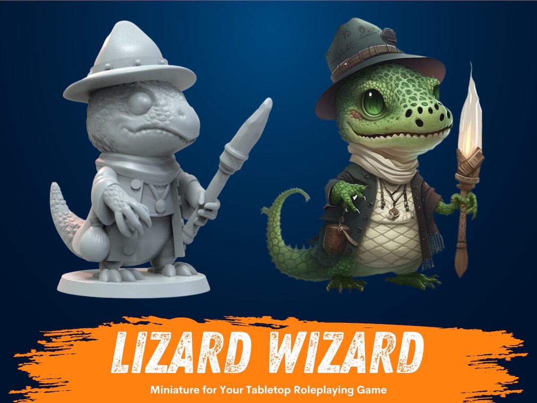 Lizard Wizard Miniature | D&D Lizardfolk Miniature | Dnd Lizard Druid ...