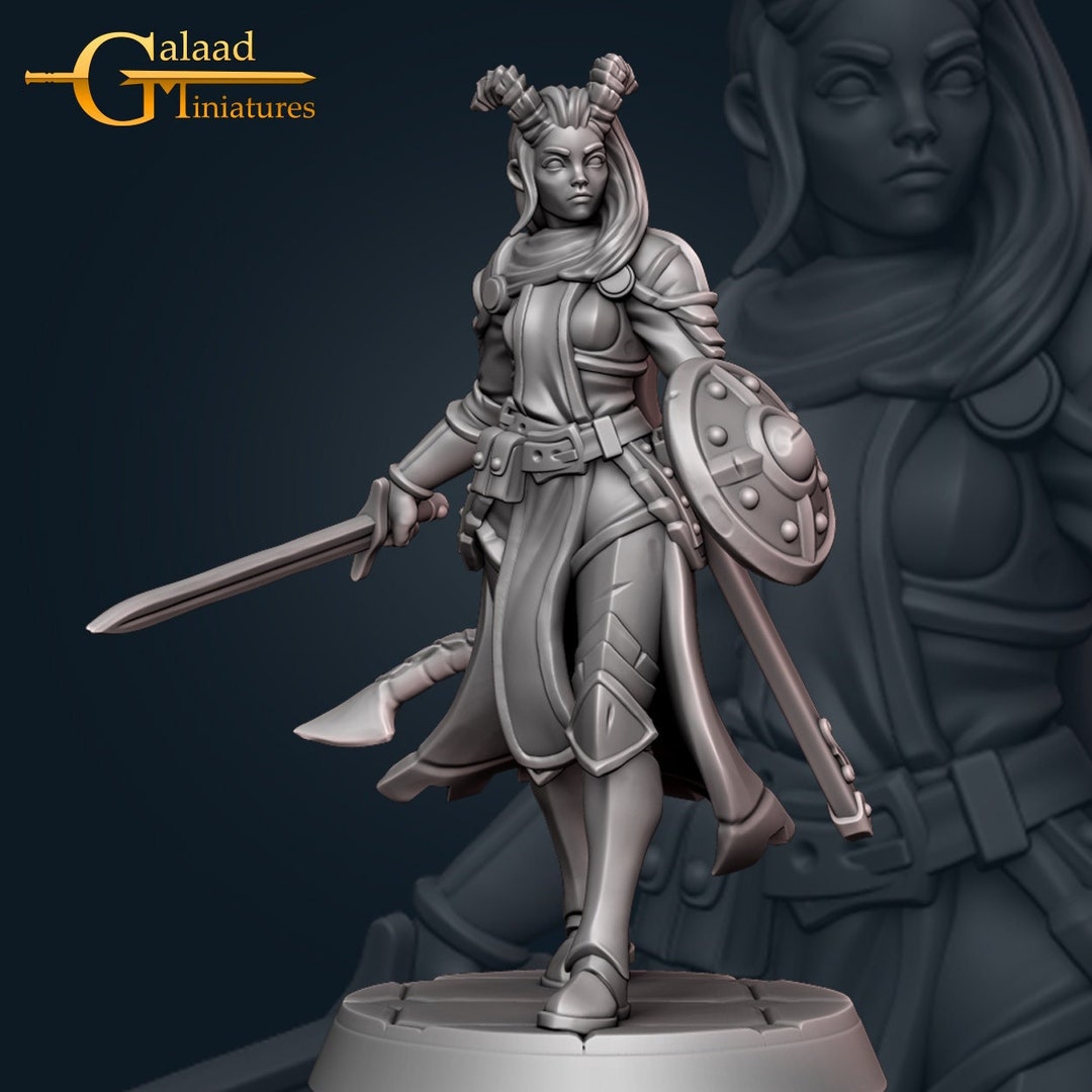 Female Tiefling Paladin Miniature RPG Minis D D DND RPG Tabletop Gaming