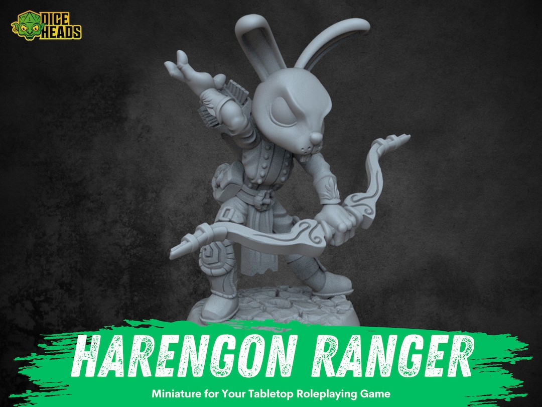 Harengon Ranger Female Miniature | RPG Rabbitfolk Minis | D&D Rabbit ...