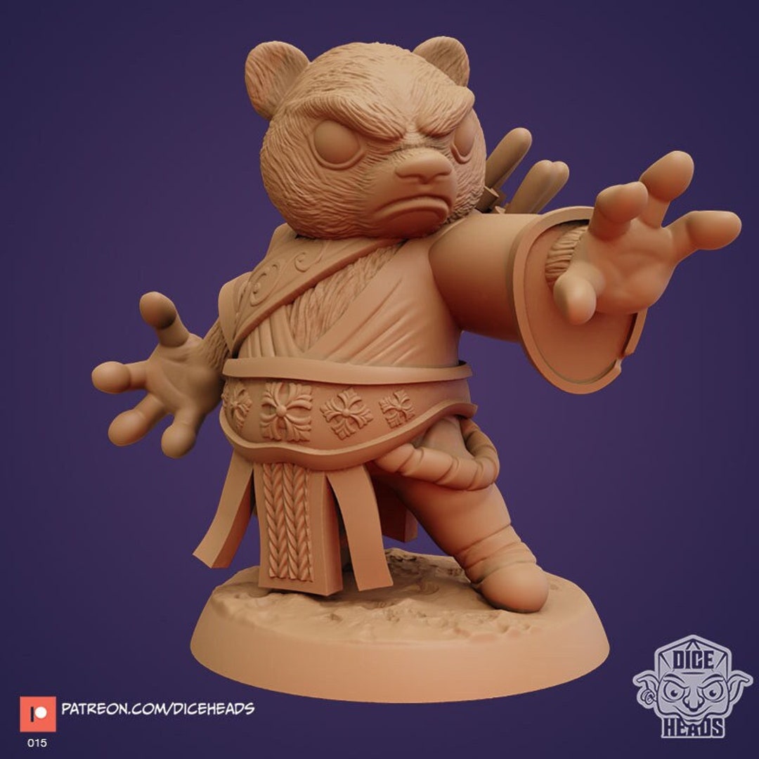 Panda Monk Miniature D&D Panda Dnd Fighter Miniature RPG Panda Tabletop ...