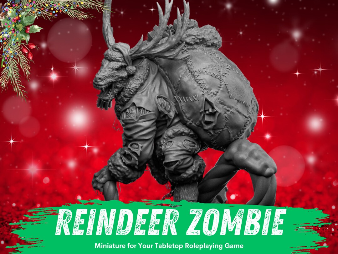 Reindeer Zombie Miniature Kit Stats RPG Gargantuan Enemy Minis D&D ...