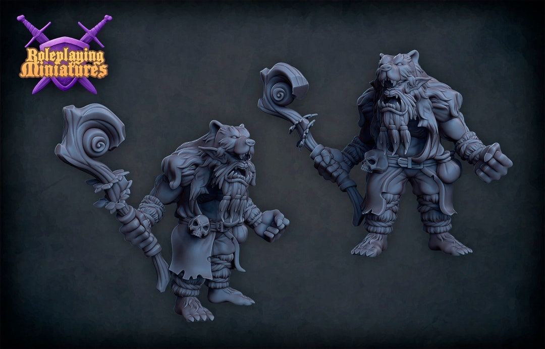 Male Bugbear Druid (opt. Wolf) Miniature | RPG Minis | DND | D&D | RPG ...