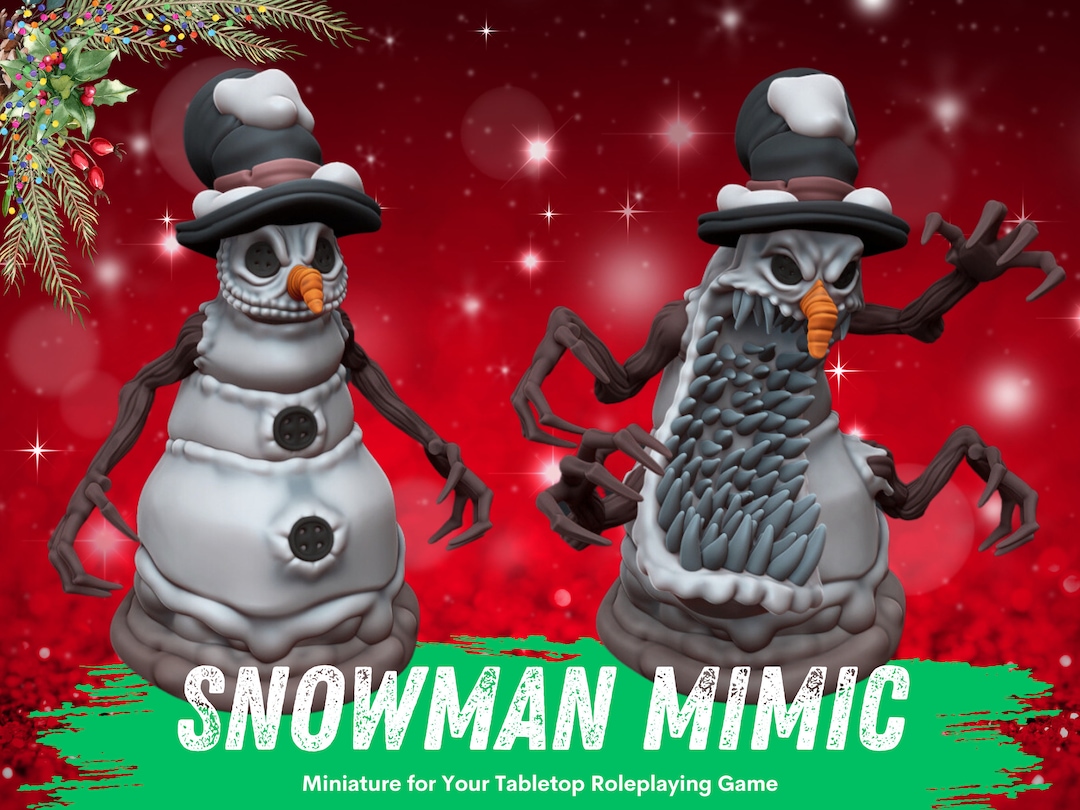 Snowman Christmas Mimic Miniature | RPG Xmas Mimic Mini|dnd Snowman | D ...