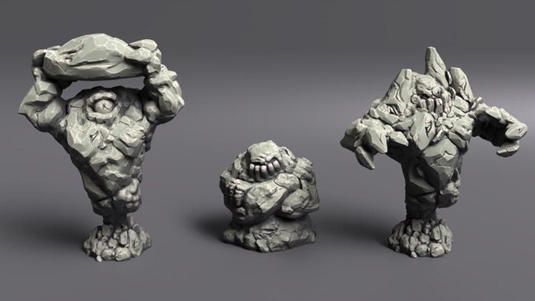 Earth Elementals large and Small Miniature RPG Minis D&D RPG Tabletop ...