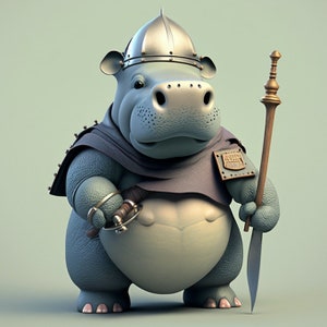 Hippokin Paladin Miniature | D&D Giff Miniature | Dnd Hippo | RPG ...