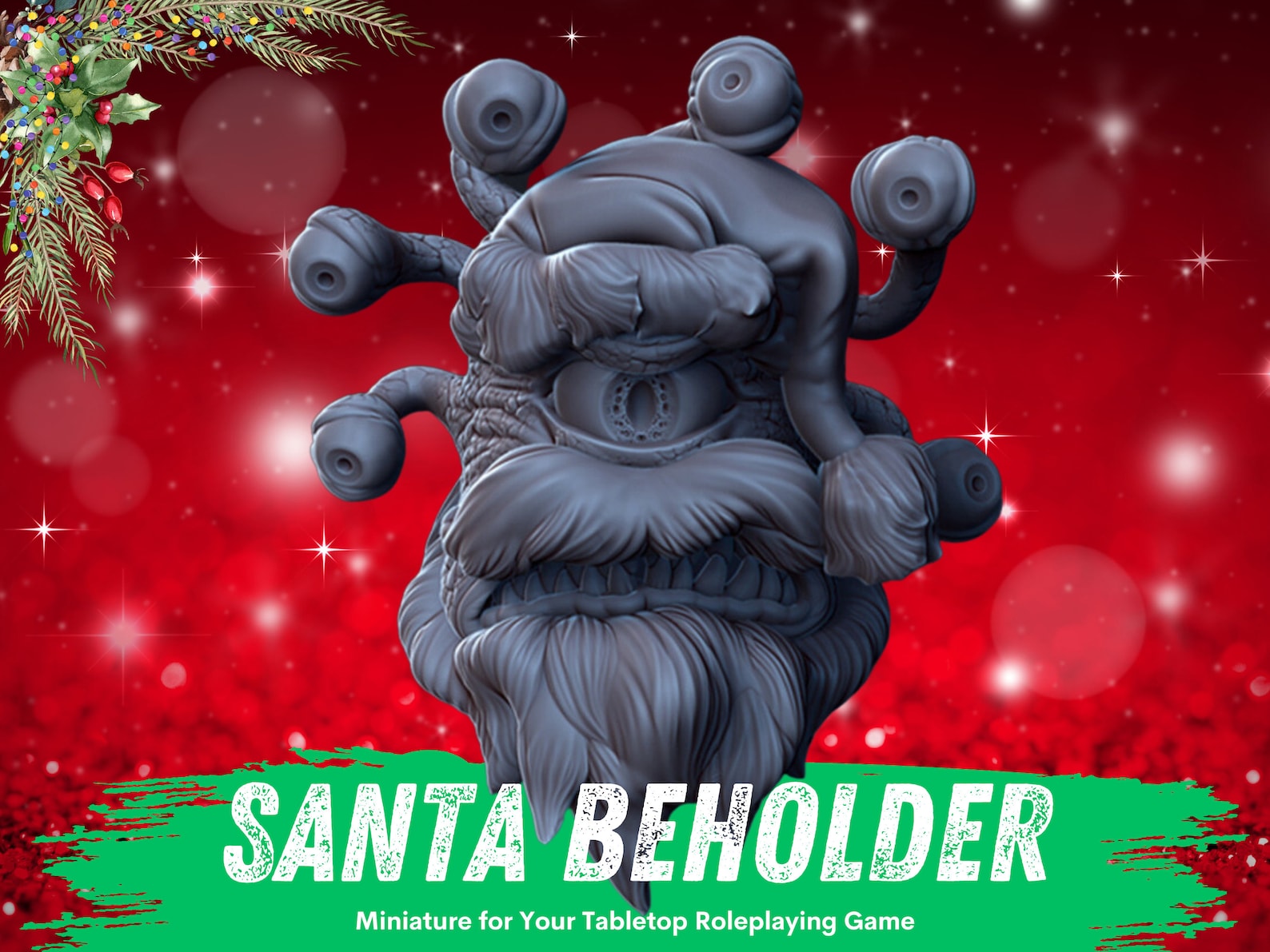 Santa Beholder Christmas Miniature | RPG Eye Tyrant Minis | DND ...