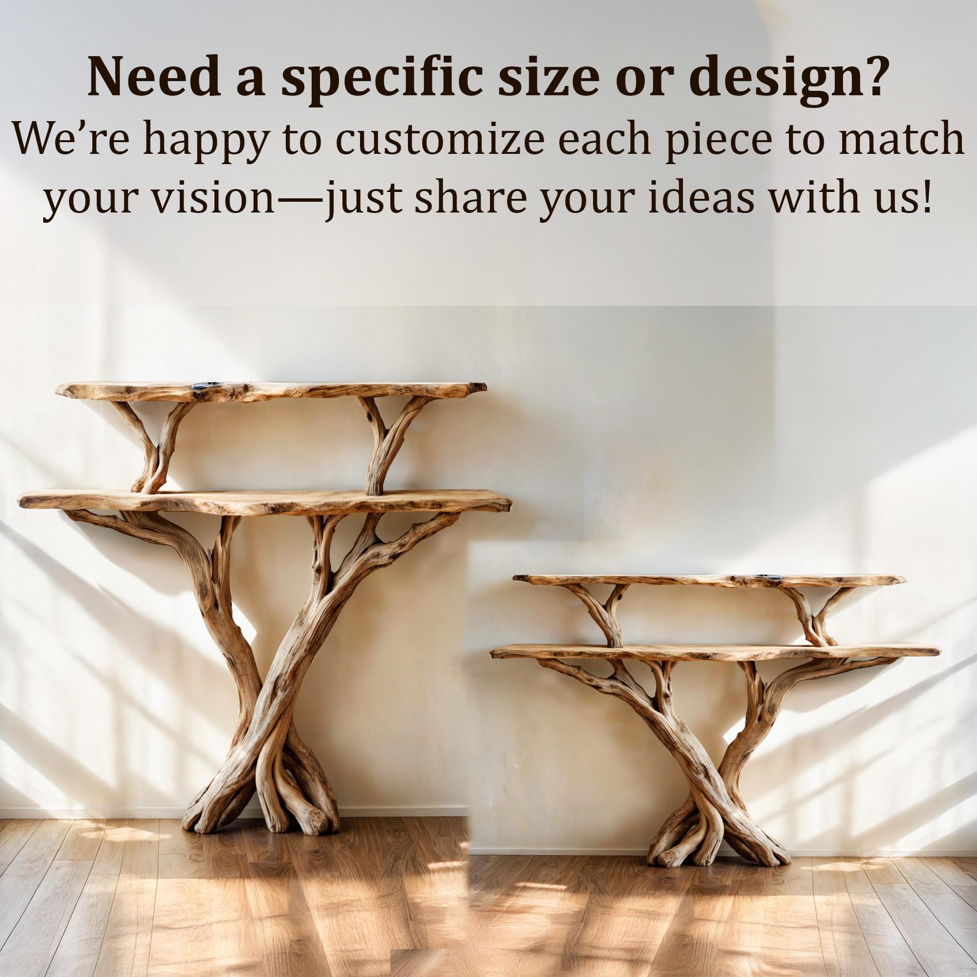Solid Wood Live Edge Console Table Driftwood Tree Branch Natural ...